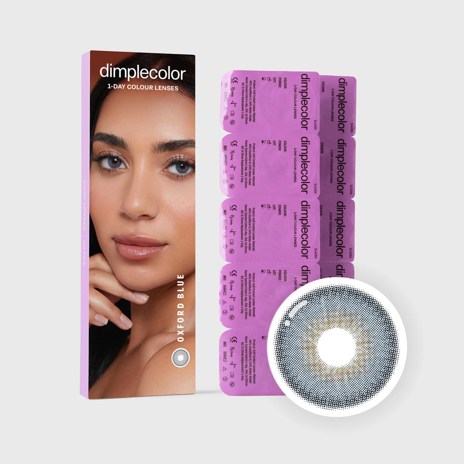 Oxford Blue Daily Color Contact Lenses | Dimple Color