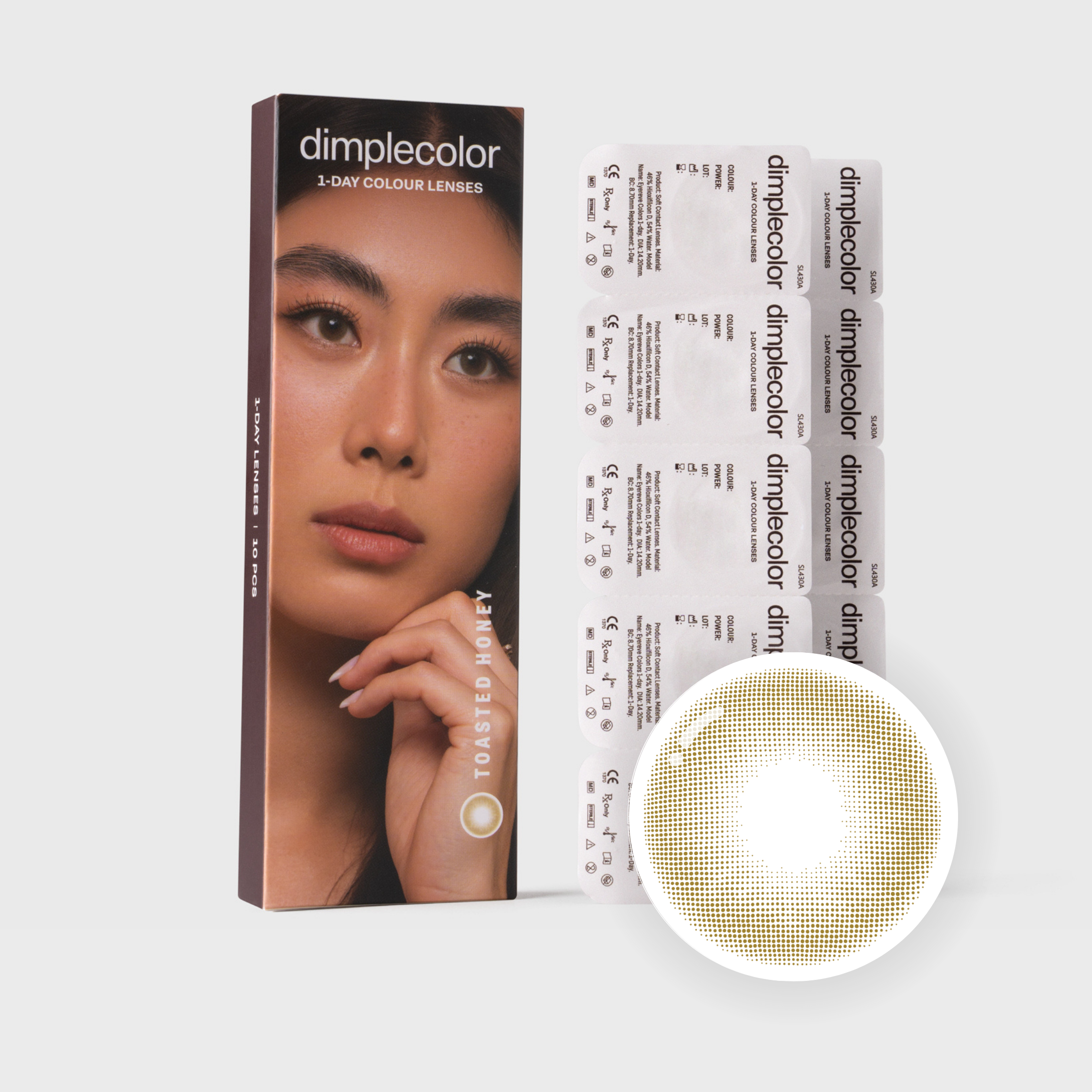 Toasted Honey Daily Color Contact Lenses | Dimple Color